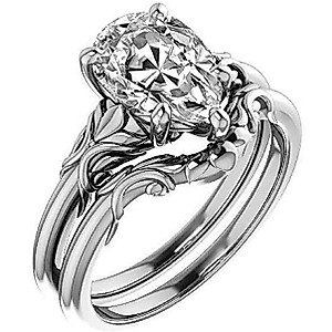 Moissanite World 1 CT Pear Colorless Moissanite Engagement Ring for Women/Her, Wedding Bridal Ring Set, Eternity Sterling Silver Solid Gold Diamond Solitaire 5-Prong Set for Her (5.5)