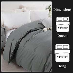 HOMBYS Breathable Waterproof Duvet Cover, Reversible Grey Waterproof Duvet Protector,Moisture Wicking Treatment Comforter Protector with Corner Ties for Pets, Dog, Cat, Kids, Elder (Gray, King)