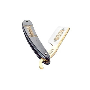 DOVO Bizmark Straight Razor with Ebony Wood Handle, Black, 6/8''
