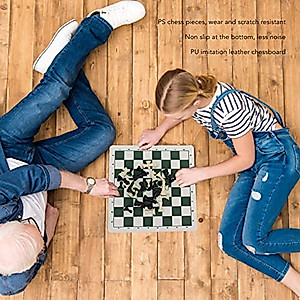 YEmirth Chess Set PU Imitation Leather Roll-up Travel Chess in Carry Tube with Shoulder Strap Easy to Carry for Beginner and Kids