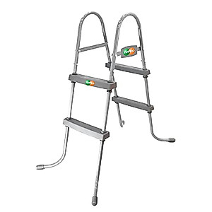 YUEWO 36" 2-Step Steel Frame Above Ground Swimming Pool Ladder with Non-Slip Plastic Steps for Entry and Exit System Swim Pools