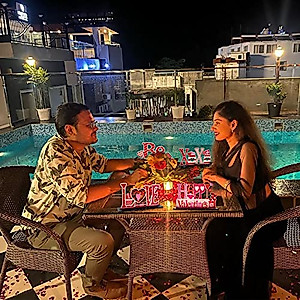 4Pcs Valentine's Day Decorations Love Wooden Table Sign, Anniversaries Tabletop Centerpiece Signs Ornaments for Gift Dining Room Table Party Home Kitchen Holiday Decorations Gift for Girlfriend Wife