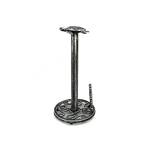 Hampton Nautical Antique Silver Cast Iron Paper Towel Holder 13"-Sea Turtle Beach Decor