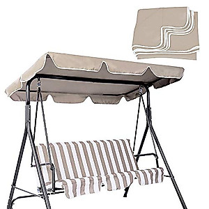 Swing Canopy Replacement, Waterproof Swing Top Cover Canopy 300D Replacement Garden Patio Porch Yard Outdoor, Top Cover Only. 77''x43'' (Khaki), White,green