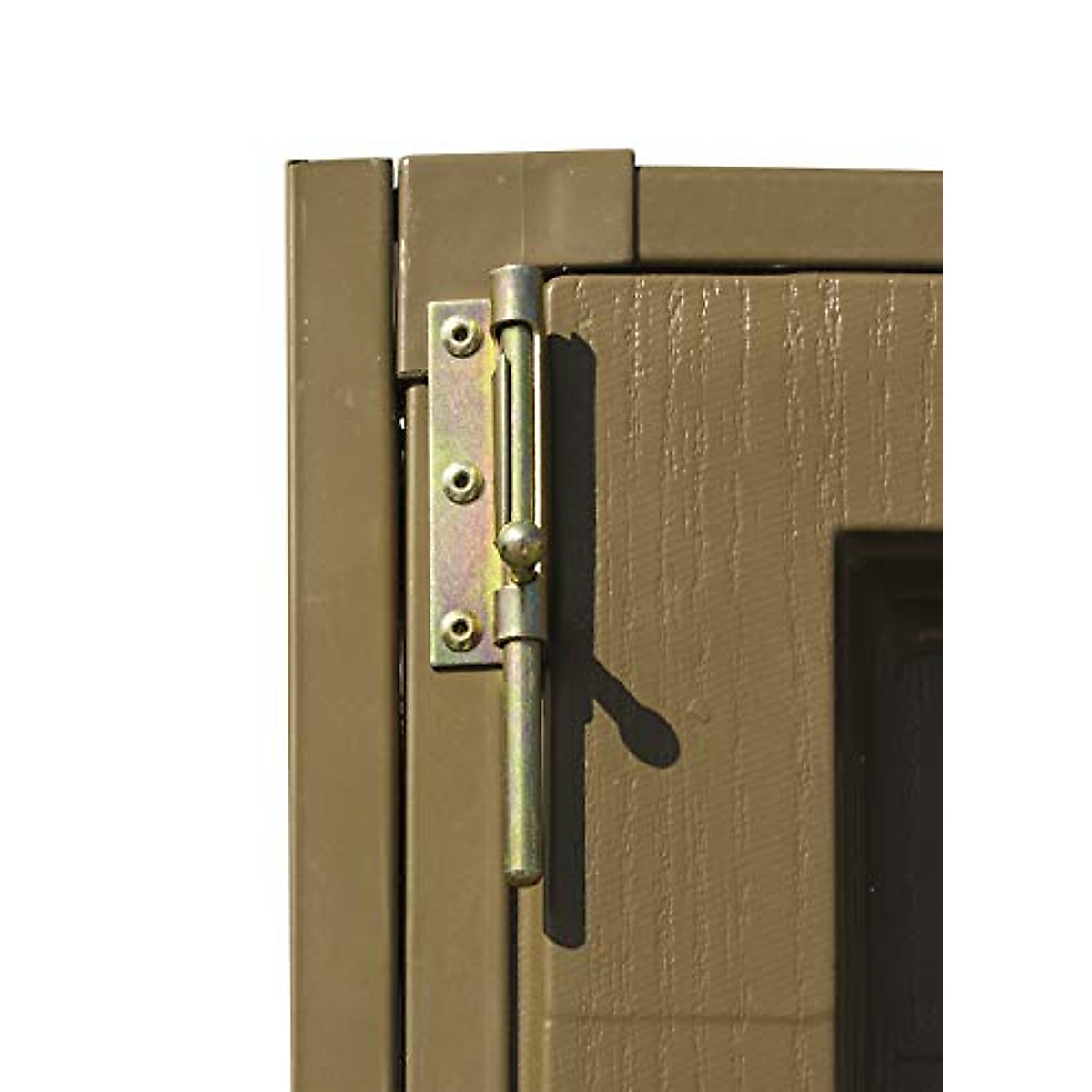 Duramax 0638801402145 Woodbridge Plus 10.5 x 8 Plastic Garden Shed with Foundation Kit & Fixed Window Brown-15 Years Warranty, 10x8, Brown & Ivory