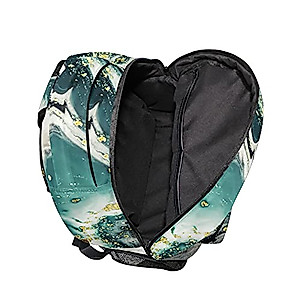xigua Lightweight Backpack Marble Ripple Green Print Daypack Travel School Bag for College Women Men