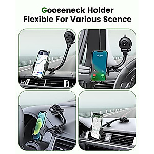 APPS2Car Suction Cup Phone Holder for Car 7" Windshield Dashboard Windows Car Phone Mount Gooseneck Truck Cradle with Strong Suction Compatible with iPhone 13/13 Pro Max, Samsung and All 4-7" Devices