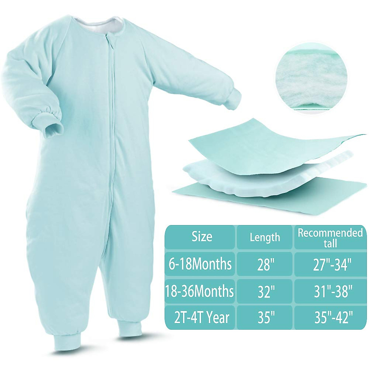 RESTCLOUD Baby Sleep Bag with Feet Winter, Wearable Blanket with Legs, Sack for Toddler Thicken 2.5 TOG (18-36 Months, Medium) Blue