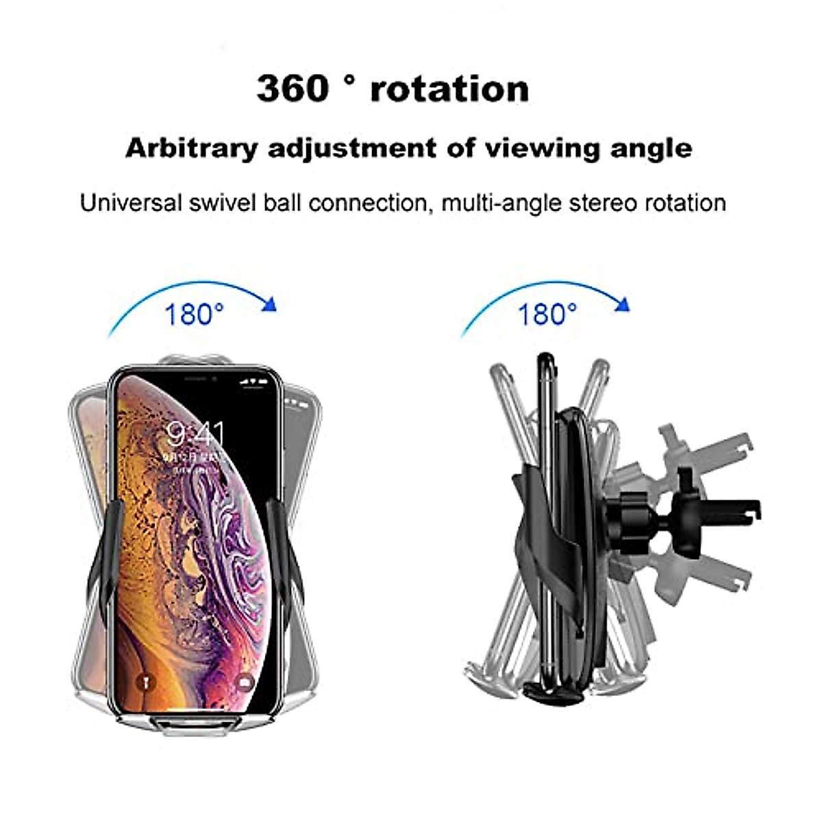 Wireless Car Charger Mount, Infrared Sensor Automatic Clamping Mount 15W Fast Wireless Car Phone Holder for Apple iPhone 14/13/12/11/Pro/X/XR/XS, Sensor Air Vent Cell Phone Car Mount for Samsung
