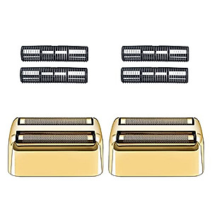 2 Pack Replacement Foil and Cutters Compatible with BaBylissPRO Double Foil Shaver, Replacement Foil Compatible with BaBylissPRO FXFS2 Shaver,Golden