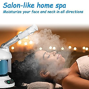 Facial Steamer DenniesCare Hot Mist Face Steamer Nano Ionic Table Top Mini Steamer Spa 360° Rotatable Sprayer Personal Care Use at Home or Salon Blue White