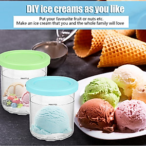 4pcs Ice Cream Pint Containers Replacement for Ninja Creami Pints and Lids, Compatible with NC301 NC300 NC299AMZ Series Ice Cream Maker, Dishwasher Safe & BPA-Free Leak Proof Ice Cream Container Box