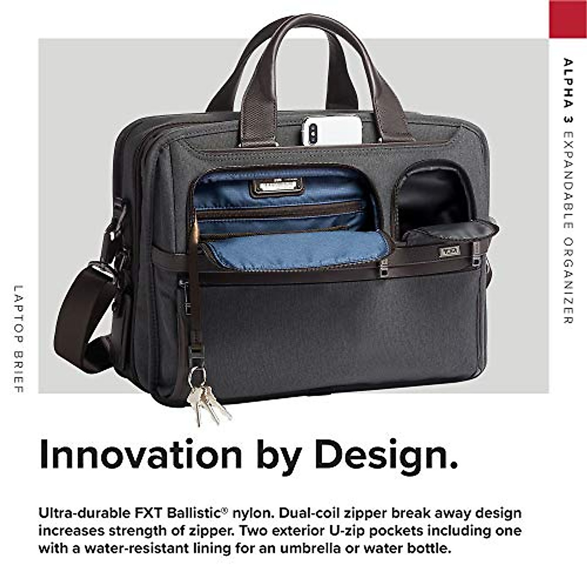 TUMI Alpha 3 Expandable Organizer Laptop Briefcase - 15-Inch Computer Bag for Men and Women - Anthracite