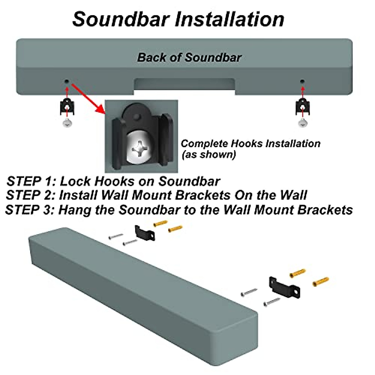 Vdsvksd Soundbar Mount for Vizio Sound Bar Mounting Brackets, Speaker Wall Mount for Sony Sound Bars Mounts Under TV, Surround Speaker Brackets for Samsung Soundbars and More