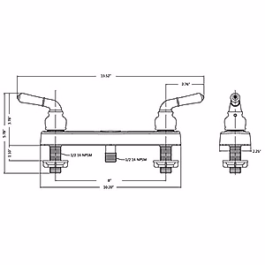 Laguna Brass 3320CP Mobile Home Two Handle Non-Metallic Shower Diverter 8 Inch