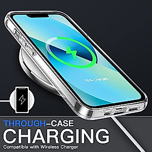 JETech 3 in 1 Case for iPhone 13 Mini 5.4-Inch, with 2-Pack Screen Protector and 2-Pack Camera Lens Protector, Non-Yellowing Shockproof Bumper Phone Cover, Full Coverage Tempered Glass Film (Clear)