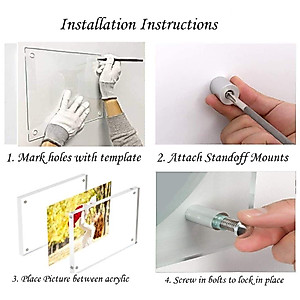 DistinctAndUnique 16" x 20" Clear Acrylic Wall Mount Floating Frameless Picture Frame Double Panel Plexiglass Display with Metal Standoff for Photos Artwork Posters Paintings (Full Frame is 19"x23")