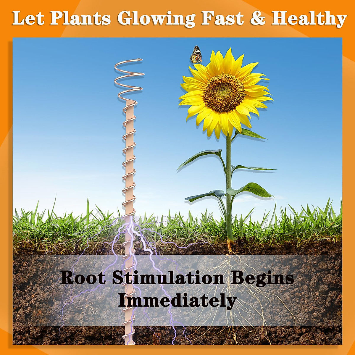 8-Pack Electroculture Copper Gardening Antenna - 99.9% Pure Copper Wire, Copper Garden Stakes for Growing Garden Plants Fruits and Vegetables (12 inch) (12inch, 8)