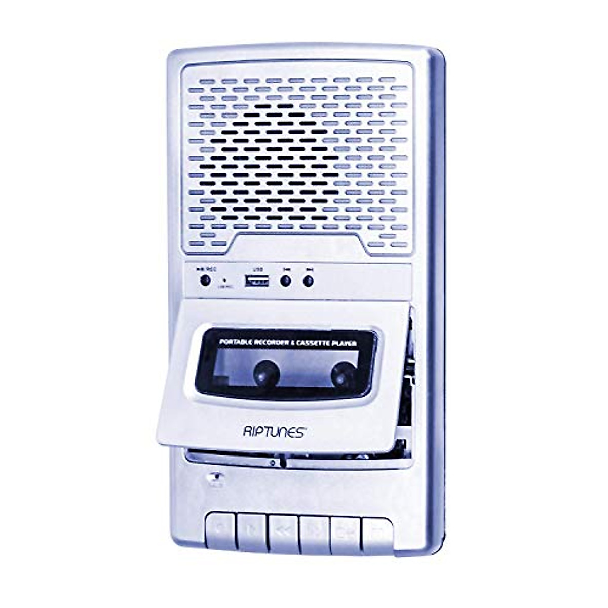 Riptunes Portable Cassette Recorder Player, Tape to USB Audio Music Digital Converter, Retro Classroom Shoebox Cassette Player and Recorder USB Player, Cassette-MP3 Converter with Built-in Microphone