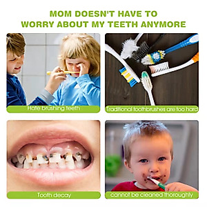 U Shaped Toothbrush Kids 2 Pack, Toddler Toothbrush Age 2-6, Manual Whole Mouth Toothbrush With Cute Pig Handle for Kids Children, 360 Soft U Shaped Toothbrush for Toddlers Oral Cleaning, (Bluex2)