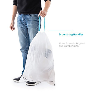Home Zone Living 8 Gallon Kitchen Trash Bags with Drawstring Handles, Heavy Duty Custom Fit Design for 30 Liter Dual Recycling Liners, Code 30R, 60 Count