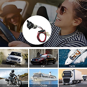 BESULEN 12V-24V Cigarette Lighter Socket, Female Cigarette Lighter Adapter with Extension Cable, Dustproof Plug Power Outlet Socket Replacement for Car Truck Motorcycle Boat Marine ATV RV and More