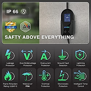 EVCARS Level 2 EV Charger 16A NEMA 6-20 25FT Portable EVSE D Electric Vehicle Car Charging Station, Fixed Time Charging, Total Charging Energy Record (SAE J1722, Adjustable Amp, Time Delay)