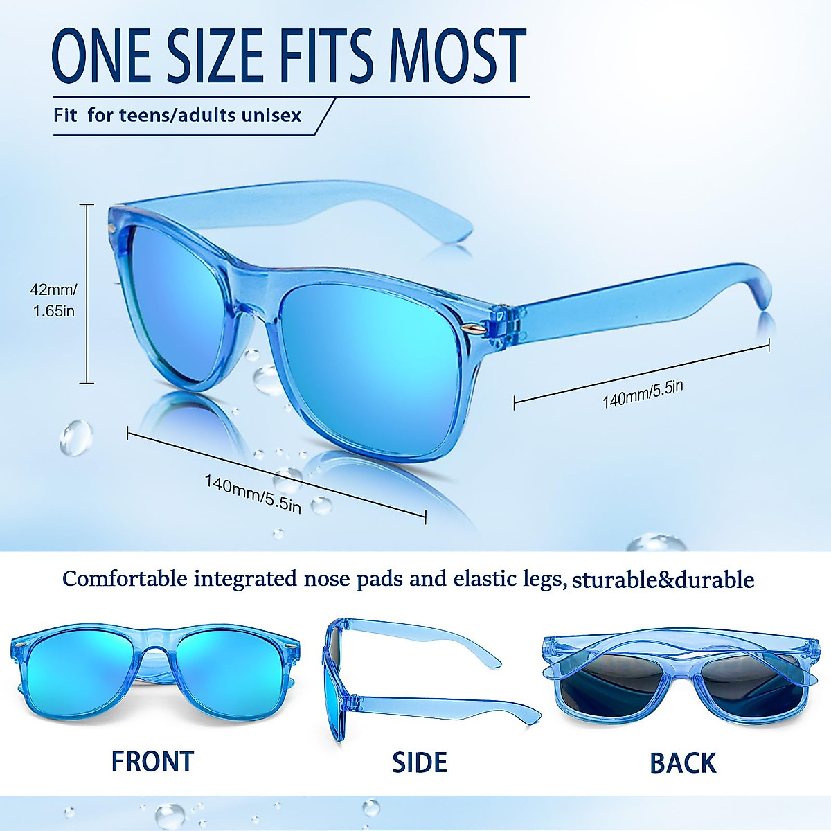 Pibupibu 20 Pack Neon Party Sunglasses Bulk, Wholesale Retro 80s Clear Colorful Mirrrored Lens Sunglasses Party Favors