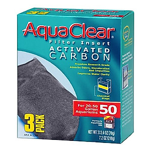 AquaClear 50-Gallon Foam Inserts, 3-Pack Activated Carbon Insert, 50-Gallon Aquariums, 3-Pack