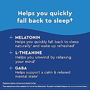 Nature Made Wellblends Back to Sleep, Melatonin 1 mg, L-theanine, and GABA, Sleep Supplement, 40 Fast Dissolve Tablets