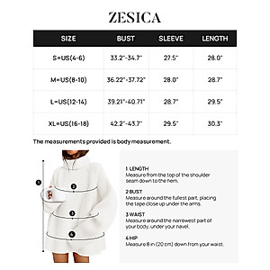 ZESICA Women's Winter Sweaters Oversized Turtleneck Long Sleeve Chunky Knitted Pullover Sweater Jumper Tops,White,Medium