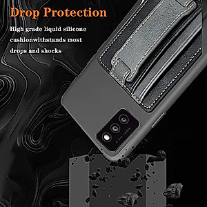 MLDWH for Alcatel TCL 40XL 5G Case with HD Screen Protector[2Pack],Hide Telescopic Folding Kickstand/Stand Wallet Case Card Holder/Slots TPU Silicone Protective Cover for 40 XL (Black)