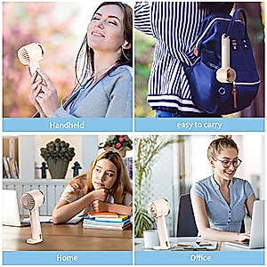 FrSara Mini Portable Handheld Fan, 2500mah Long Battery Life, Bladeless Fan, Beautiful Appearance, Safe to Use, 3-Speed Adjustable, with Hook, Can be Used as a Small Desktop Fan, Hook Fan(Pink)