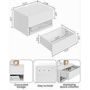 Aobafuir Floating Nightstand, Small Modern Floating Nightstand with Drawer, Floating Shelves for Bedroom, Bathroom (White)