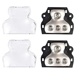VonSom 3 Way Power Distribution Block, 1x 0 Gauge in / 3X 4 Gauge Out Amp Power Distribution Ground Distributor Connecting Block for Car Amplifier Audio Splitter 2 Pack