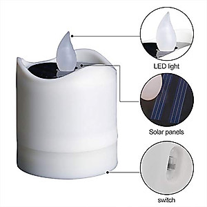 ZHAOFUBAO Solar Candle Lights,Flameless Candle Lights,Solar Rechargeable Tea Wax lamp,6 flameless Candle Light, Suitable for Wedding, Valentine's Day, Halloween, Christmas, Garden Decoration, etc.