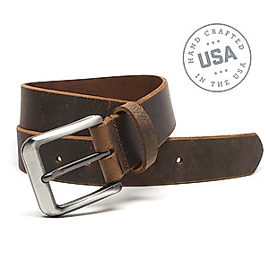 Nickel Smart Roan Mountain Brown Leather Belt - Distressed 38"