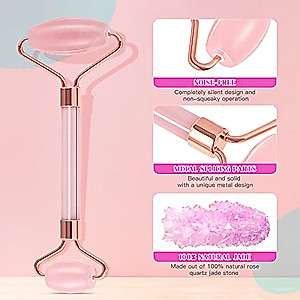 rosenice Gua Sha Set Jade Stone Tools Guasha Tool for Face Skincare Facial Body Relieve Muscle Tensions Reduce Puffiness Festive Gifts