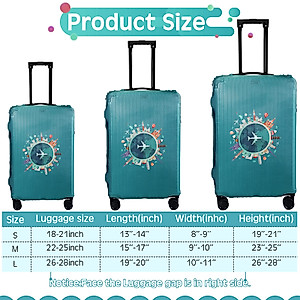 Sherr 3 Pieces Travel Luggage Cover Suitcase Protector Anti Scratch Suitcase Washable Baggage Covers(Travel Theme,S/Medium/L)