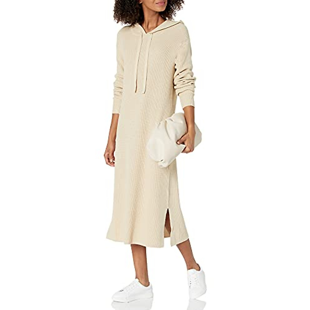 The Drop Women's Claudia Cuddle Hoodie Midi Dress, Crème Brulee, XL