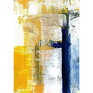 Blue Yellow Modern Abstract Area Rugs for Livingroom Bedroom Contemporary Arti Colorful Rugs Under Office Coffee Table Soft Velvet Floorcovers Carpets Non-Sheading Diningroom Rugs 7x9ft