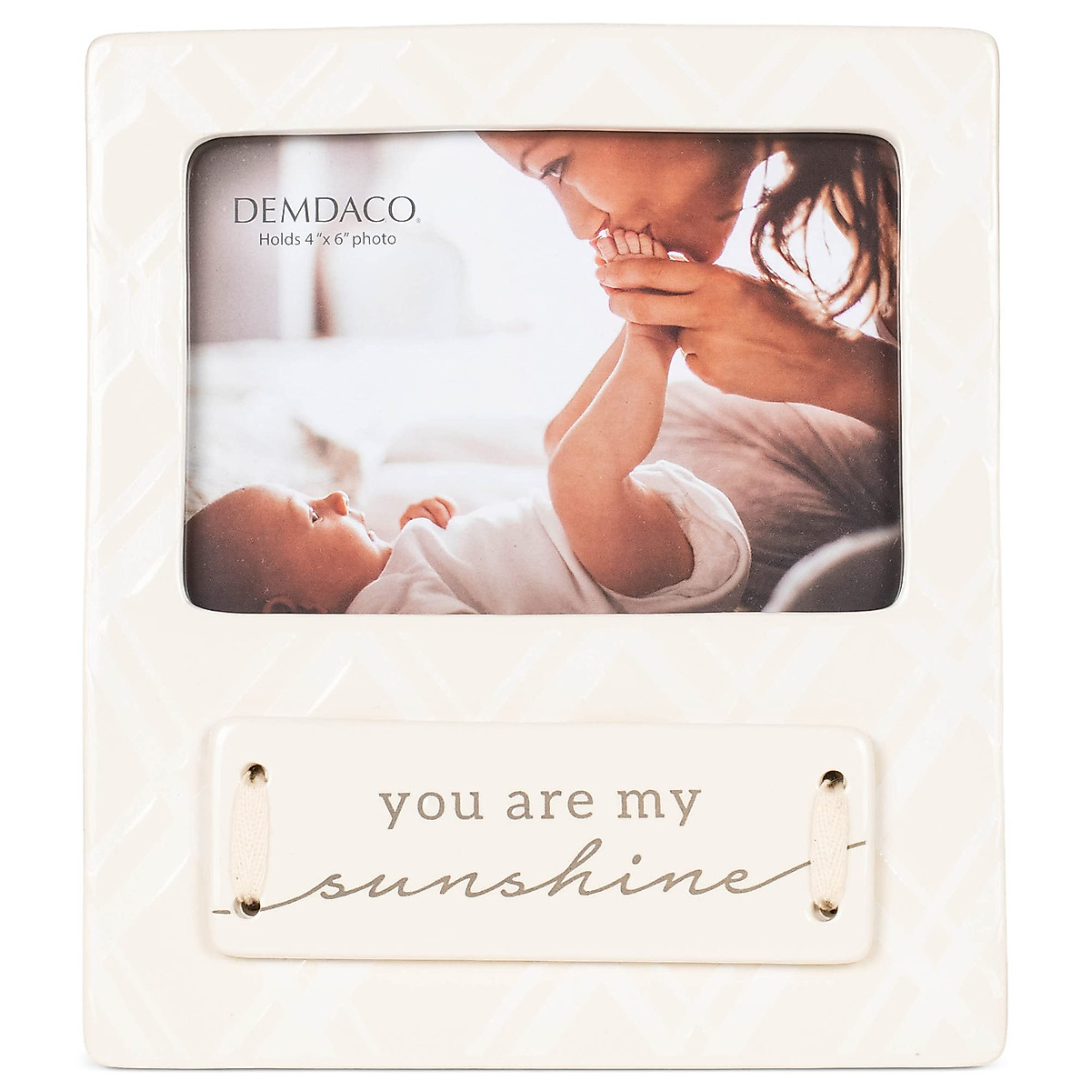 DEMDACO You Are My Sunshine Cream 8.5 x 7.5 Ceramic and Glass Children's Decorative Picture Frame
