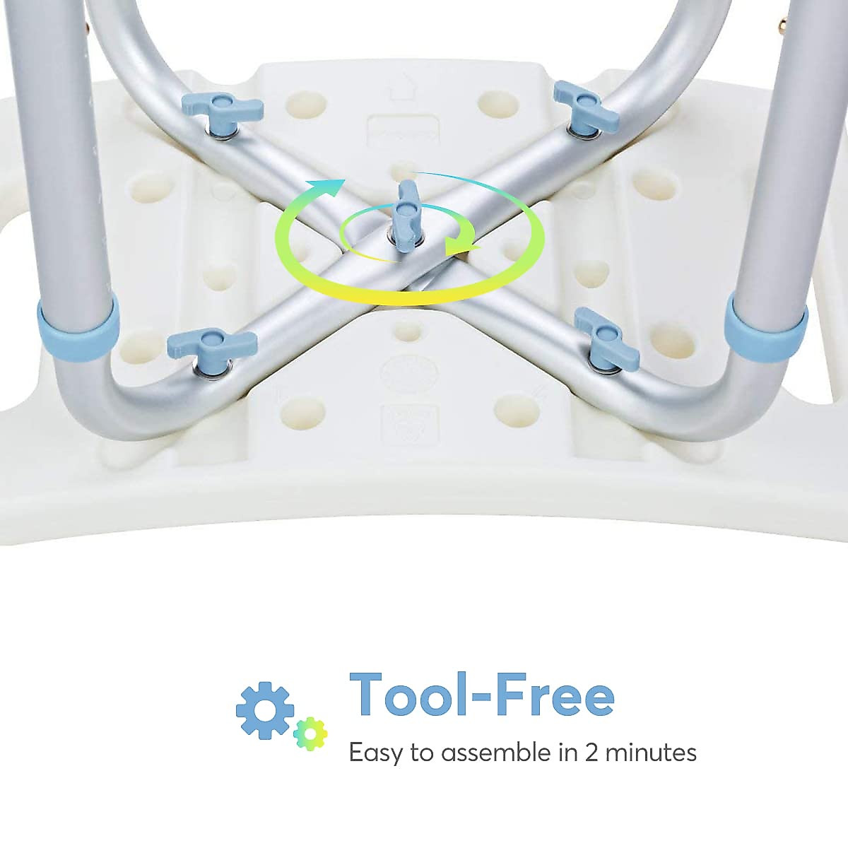 OasisSpace Shower Chair, Adjustable Bath Stool Chair for Inside Shower - Tool Free Anti-Slip Bench Bathtub Stool Seat with Durable Aluminum Legs for Elderly, Senior, Handicap & Disabled