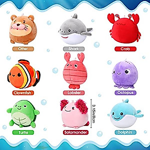 9 Pcs Mini Sealife Plush Toys 3.15 Inch - Cute Stuffed Ocean Animals for Kids, Party Decor, Easter Basket Fillers