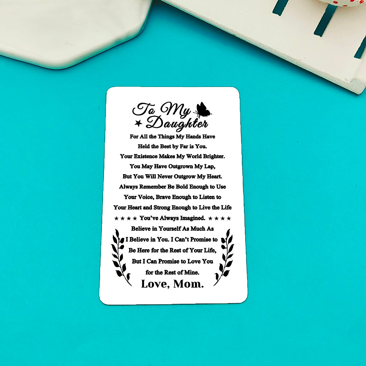 Daughter Gifts from Mom Engraved Wallet Card for Daughter Birthday Christmas Graduation Gifts Mothers Day Wedding Day Gifts To My Daughter Wallet Card from Mom