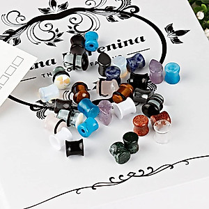 KUBOOZ 32pcs set Mixed Stone Acrylic Glass Ear Plugs Tunnels Gauges Stretcher Piercings 00g