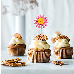 50 Pcs Sunflower Cupcake Topper, Flower Cake Topper, Fruit Picks, Party Cupcake Topper For Birthday Party Wedding Baby Shower Decoration Supplies (Mix)