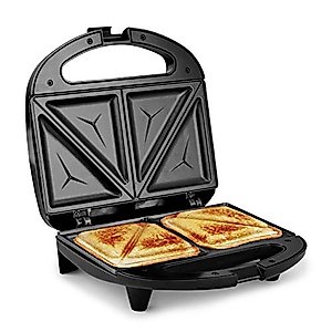 Elite Gourmet ESM-2207 Sandwich Panini Maker Grilled Cheese Machine Tuna Melt Omelets, Non-stick Surface, 2 Slice, Black