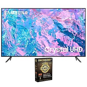 SAMSUNG CU7000 65 Inch Crystal UHD 4K Smart TV Bundle with Deco Gear 2X 4K HDMI 2.0 Cable w/Copper Conductors & CPS Exclusive 26 Month Protection Pack (BEACH-CPS-261000)