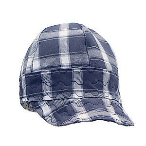 BOCOMAL 2 Pack Welding Cap Plaid Style CAT2 NFPA2112 Flame Resistant 7OZ Midweight Welder Hats 7 1/8